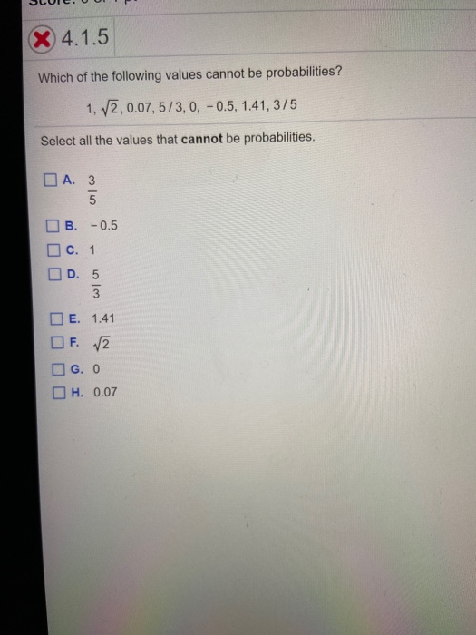 Solved X 4.1.5 Which of the following values cannot be | Chegg.com