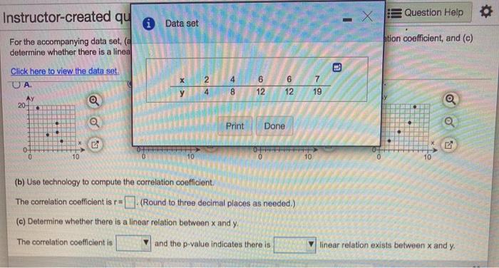 Solved Instructor-created qu Question Help Data set ation | Chegg.com