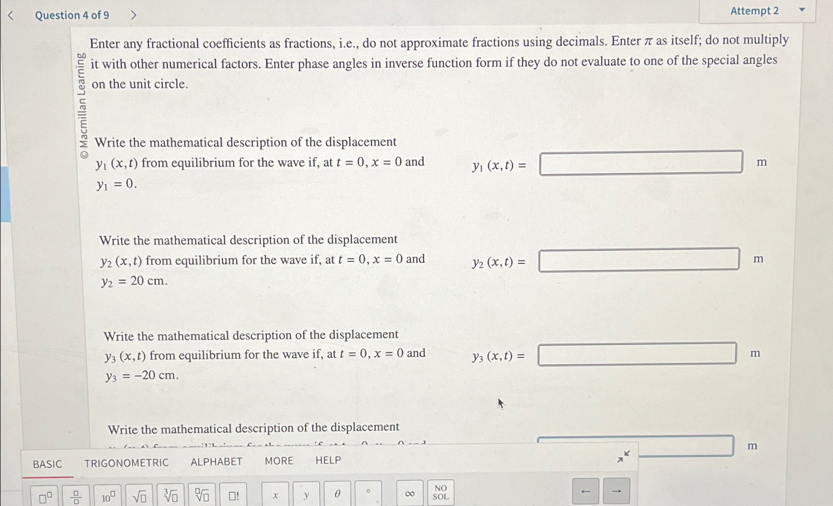 Solved Question 4 of 9\\nAttempt 2\\nEnter any fractional | Chegg.com