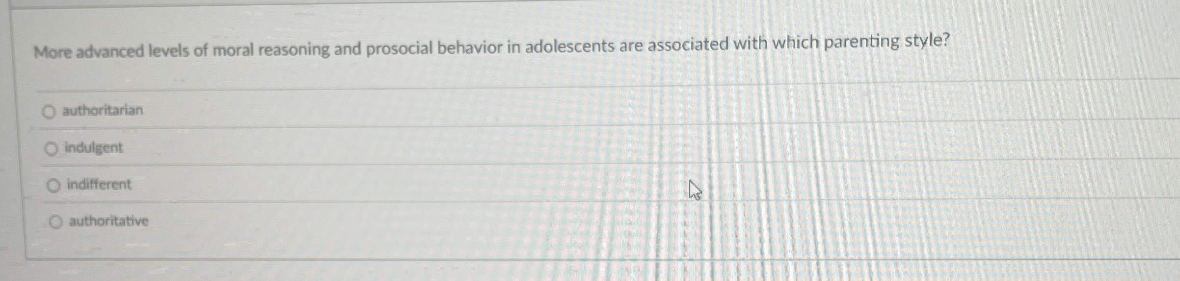 Solved More advanced levels of moral reasoning and prosocial | Chegg.com