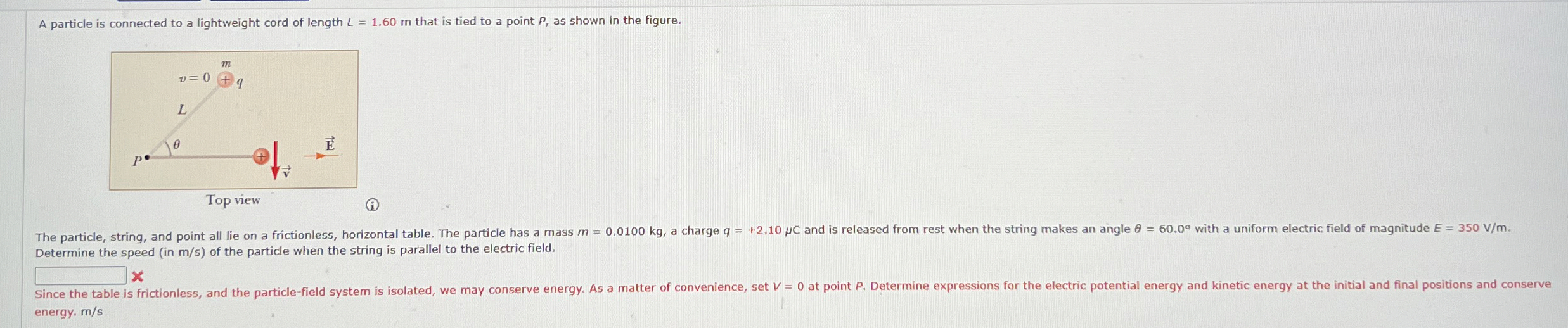 Solved A particle is connected to a lightweight cord of | Chegg.com