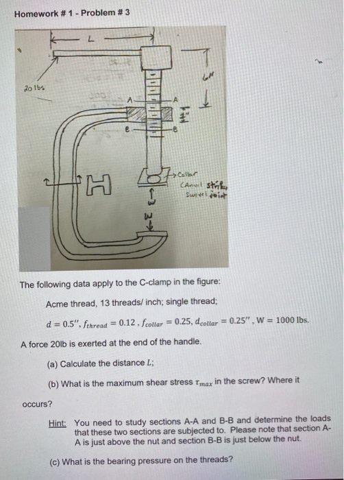 Solved Homework #1 - Problem # 3 20 lbs (Anvil strike swivel | Chegg.com