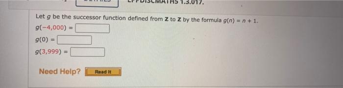 Solved 1.3.017. Let g be the successor function defined from | Chegg.com