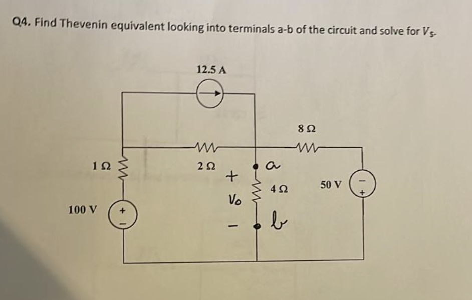 Solved Q4. ﻿Find Thevenin equivalent looking into terminals | Chegg.com