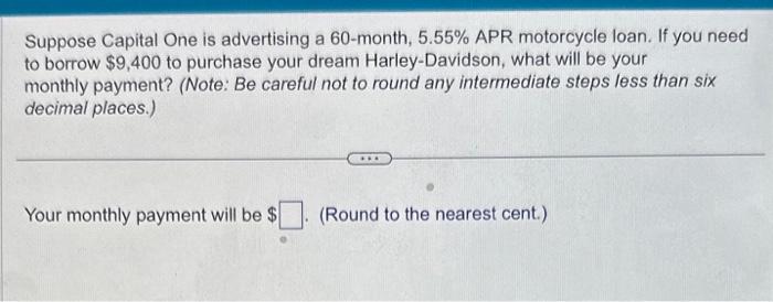 Solved Suppose Capital One is advertising a 60-month, 5.55% | Chegg.com