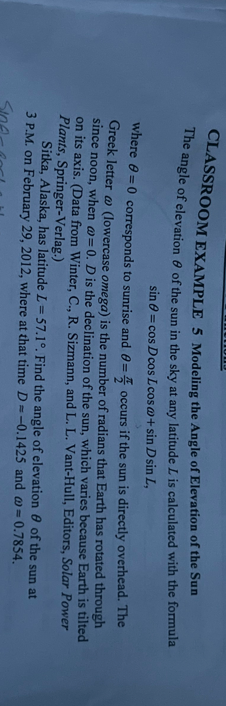 Solved CLASSROOM EXAMPLE 5 ﻿Modeling the Angle of Elevation | Chegg.com