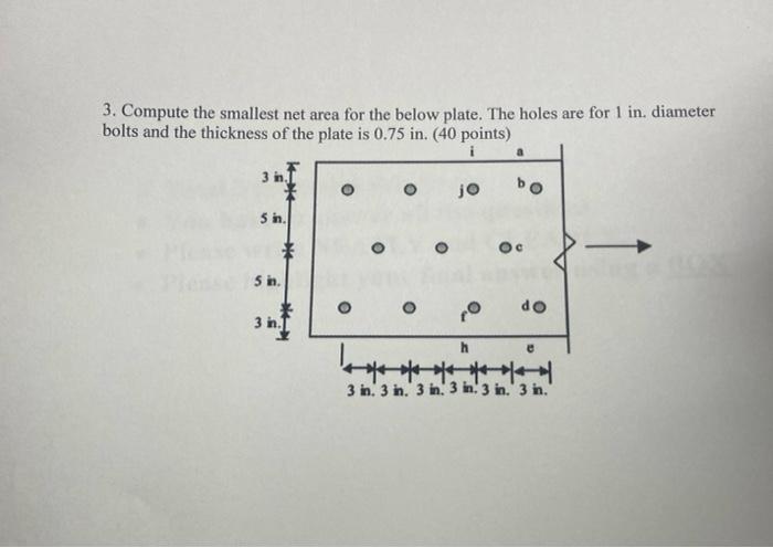 Solved 3. Compute the smallest net area for the below plate. | Chegg.com