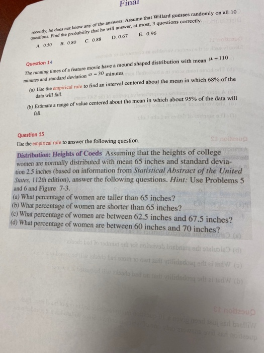 Solved Final Introduction To Random Variables And 2187