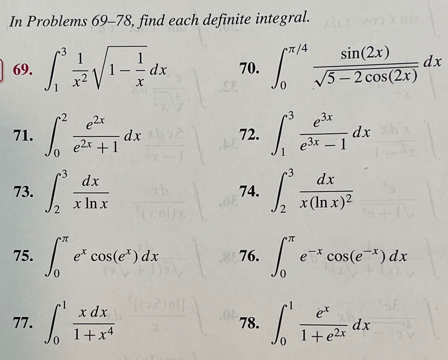 Solved In Problems 69-78, ﻿find each definite | Chegg.com