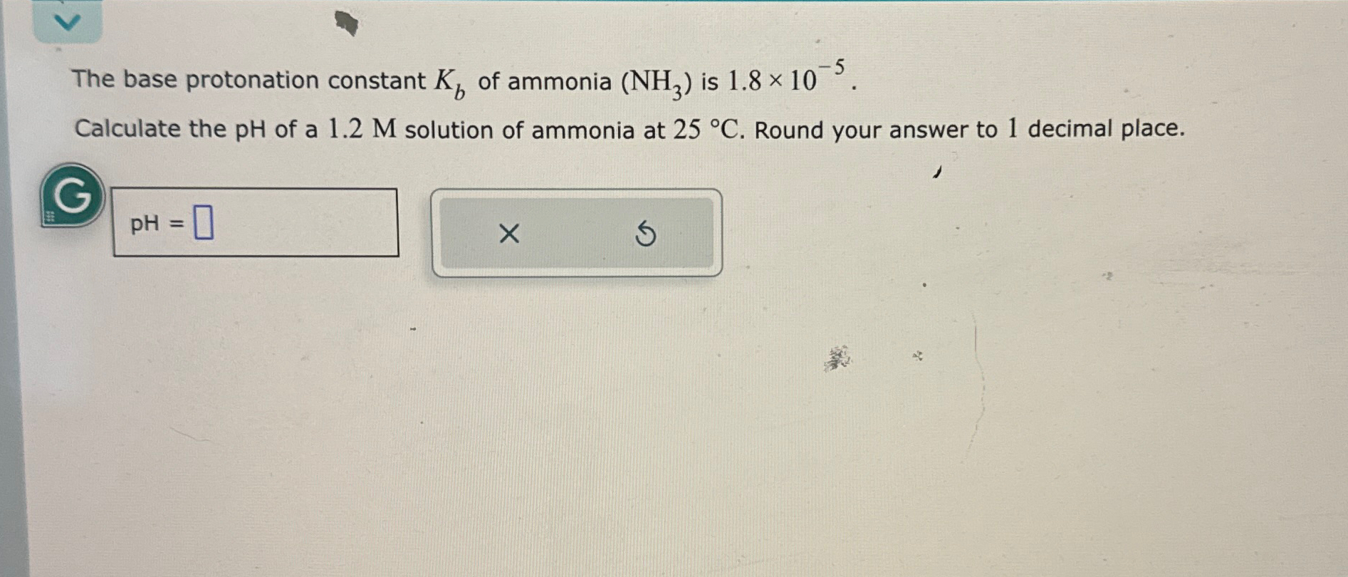 The base protonation constant Kb ﻿of ammonia (NH3) | Chegg.com