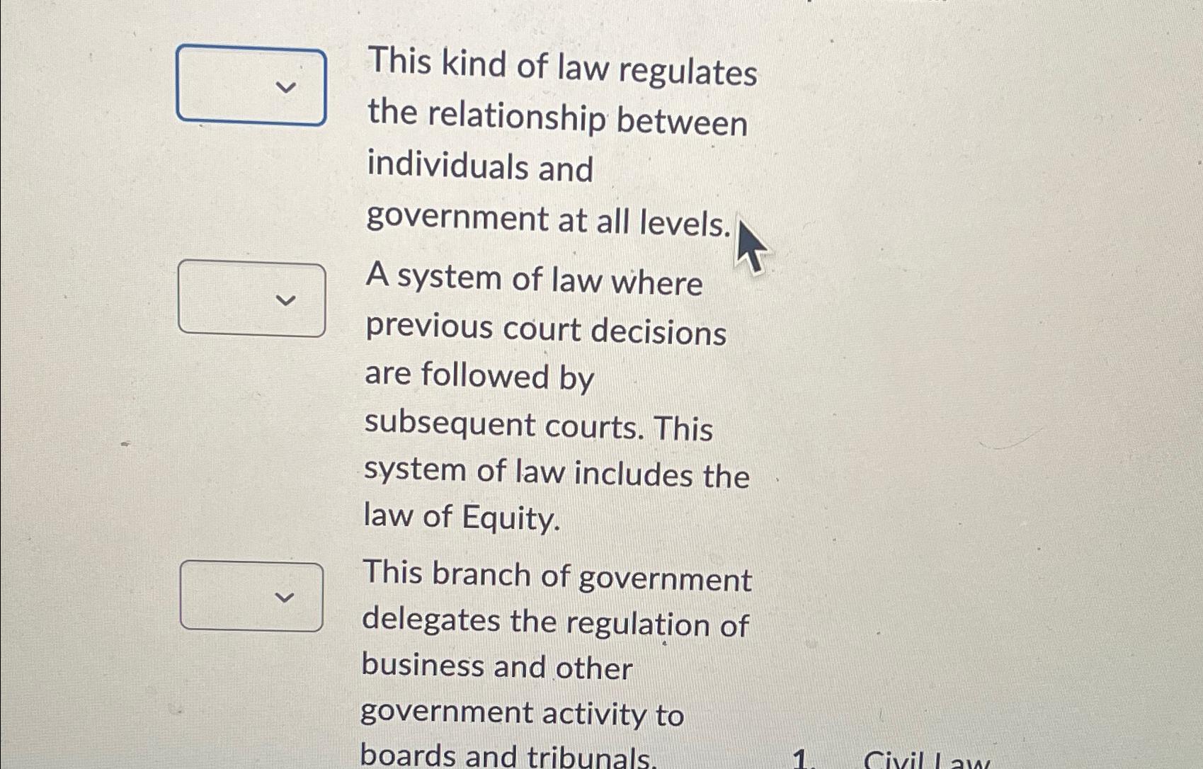 Solved This kind of law regulates the relationship between | Chegg.com