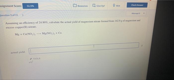 Solved ssignment Score: 51.5% Resources Give Up? Hint Check | Chegg.com