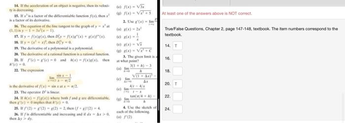 Solved Need help figuring out which is true or false. The | Chegg.com