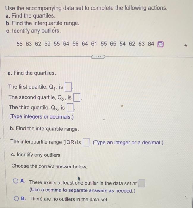 [Solved]: Use the accompanying data set to complete the fol