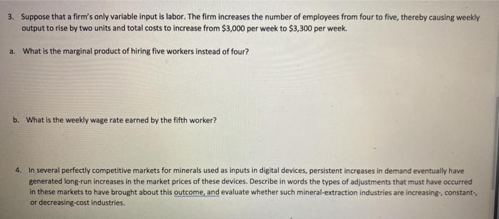 Solved 3. Suppose that a firm's only variable input is | Chegg.com
