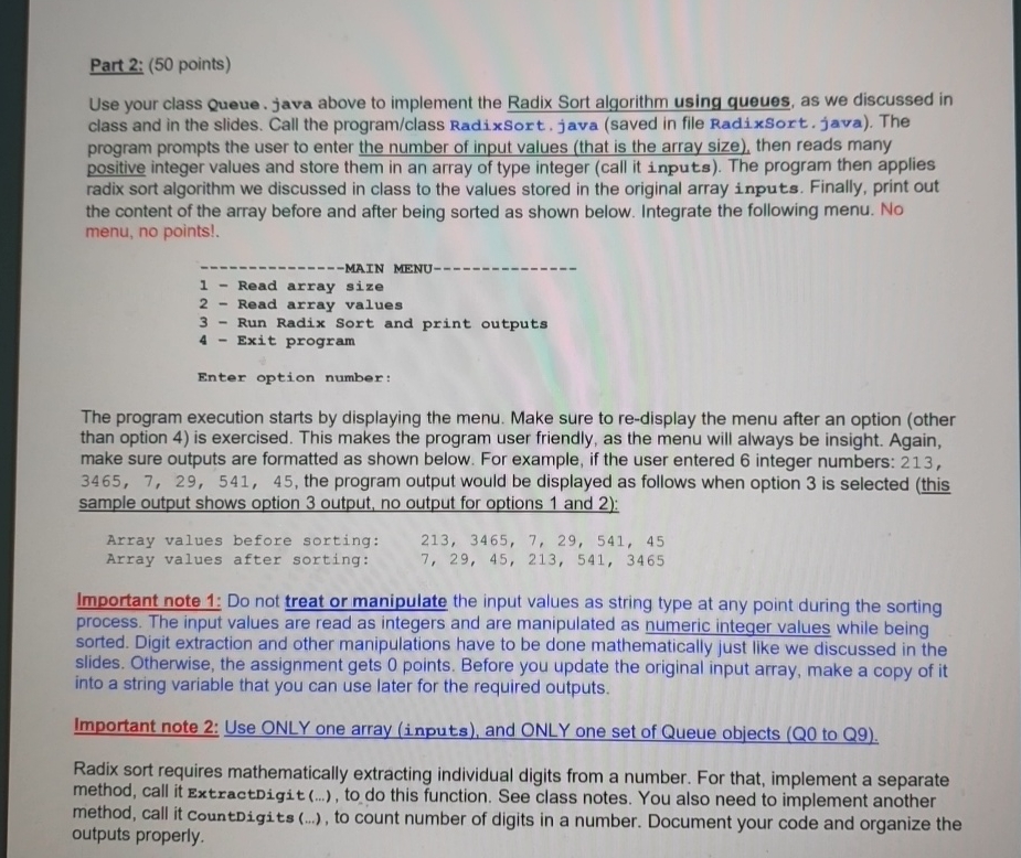 Solved Part 2: (50 ﻿points)Use your class Queue. java above | Chegg.com