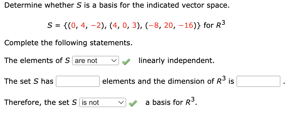 Solved Determine whether S ﻿is a basis for the indicated | Chegg.com
