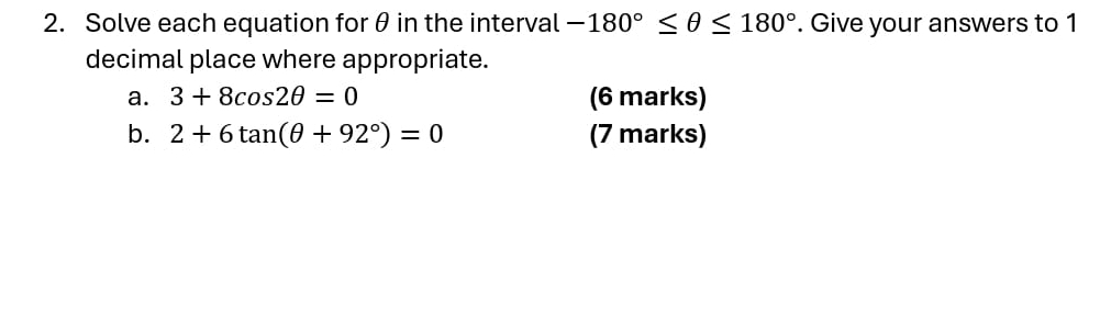 Solved Solve each equation for θ ﻿in the interval | Chegg.com