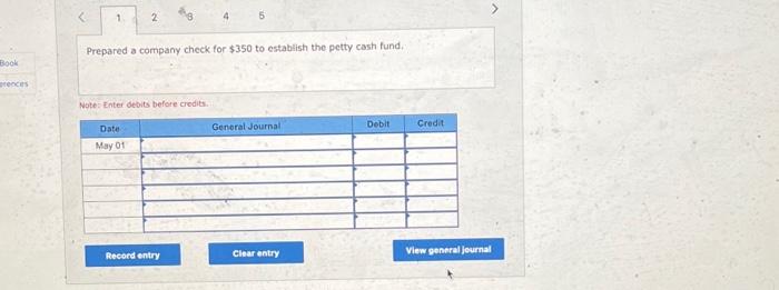 Solved Wrote a $350 check to establish a petty cash fund. | Chegg.com