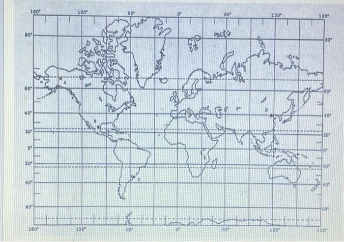 Solved 4. On the Mercator projection map below (Figure 4), | Chegg.com