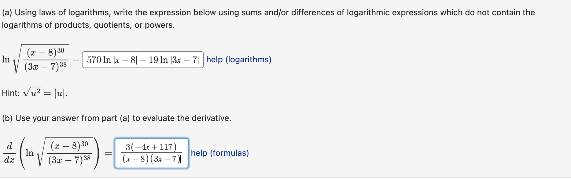 Solved (a) ﻿Using laws of logarithms, write the expression | Chegg.com