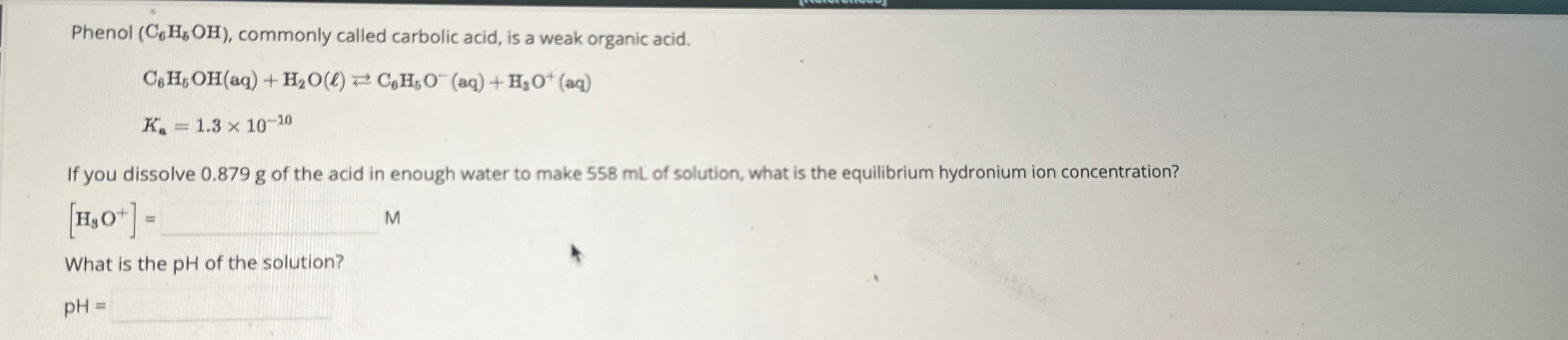 Solved Phenol (C6H6OH), ﻿commonly called carbolic acid, is a | Chegg.com