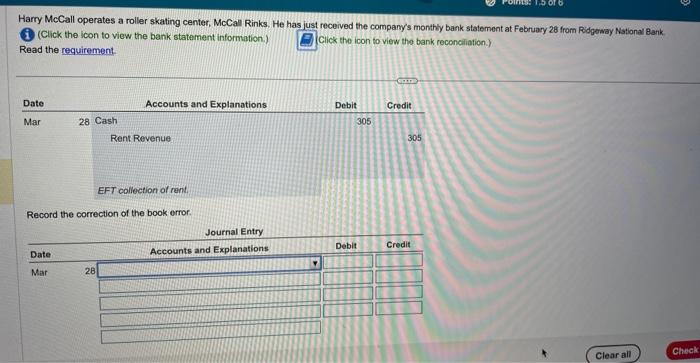 Solved Harry McCall operates a roller skating center, McCall | Chegg.com
