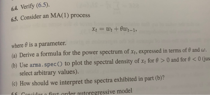 6.4. Verify (6.5). 6.5. Consider an MA(1) process xt | Chegg.com