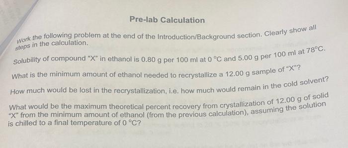 Solved steps Pre-lab Calculation Work the following problem | Chegg.com