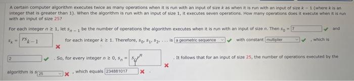 A certain computer algorithm executes twice as many | Chegg.com