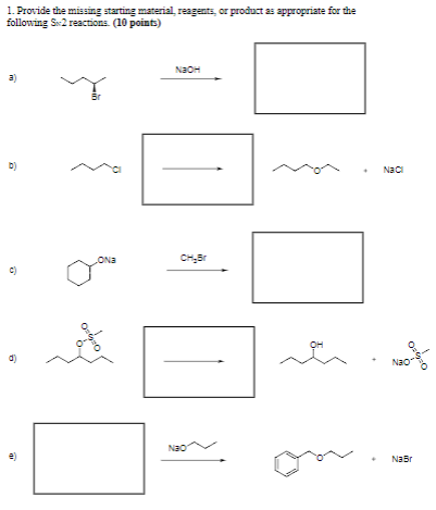 Solved Provide the missing starting material, reagerts, or | Chegg.com