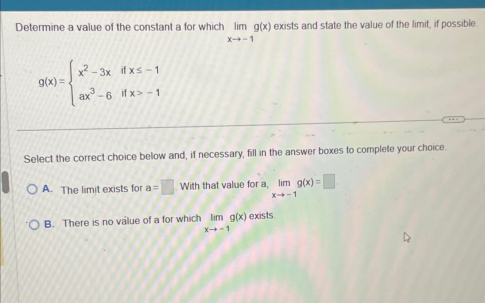Solved Determine a value of the constant a for which | Chegg.com