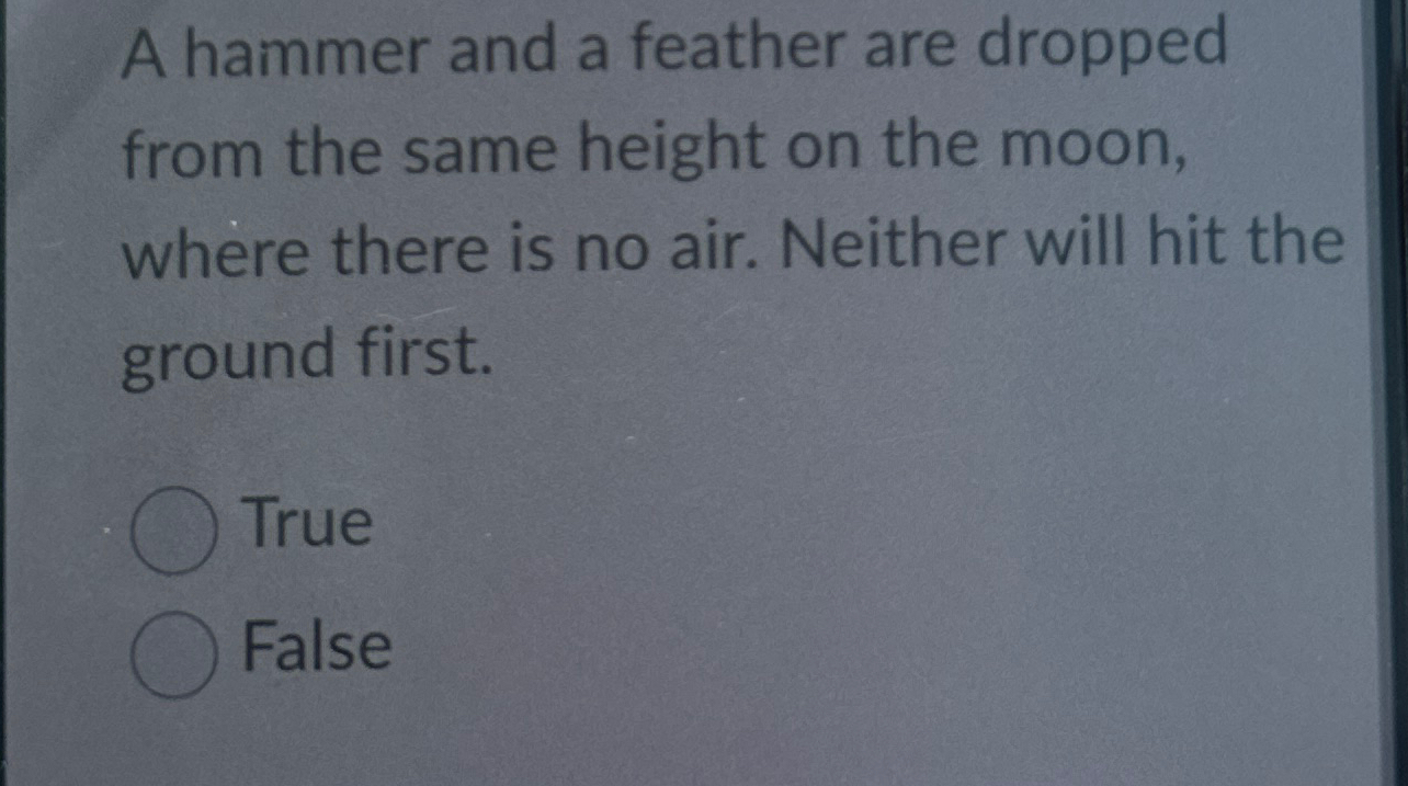 Solved A hammer and a feather are dropped from the same | Chegg.com