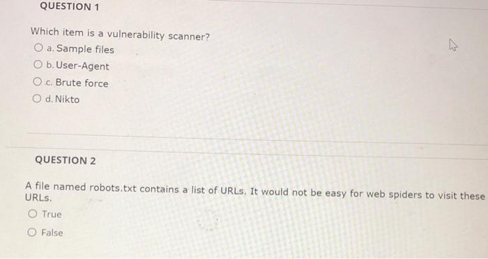 Solved Which item is a vulnerability scanner? a. Sample | Chegg.com