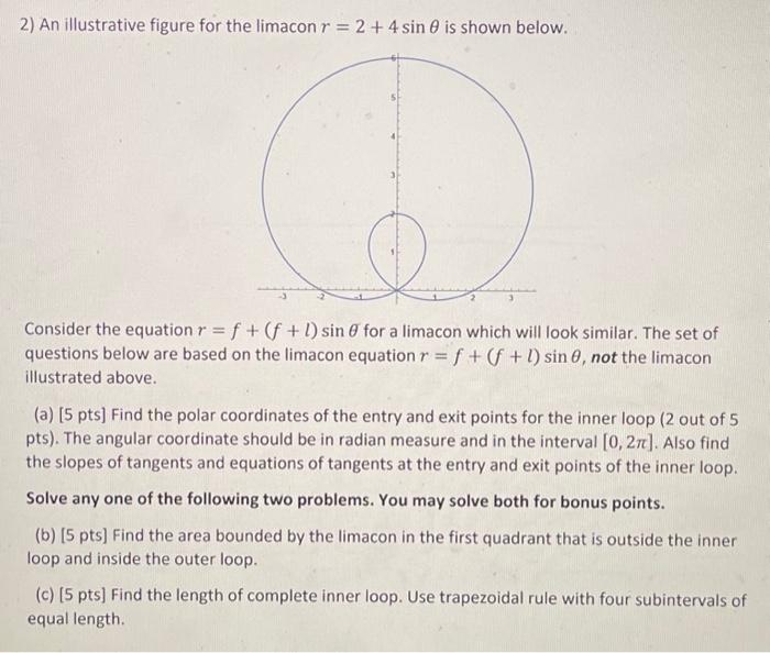 Solved 2) An illustrative figure for the limacon r=2+4sinθ | Chegg.com