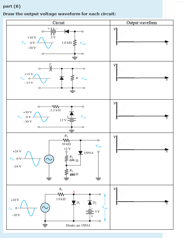 Solved part (B)Draw the output voltage waveform for each | Chegg.com