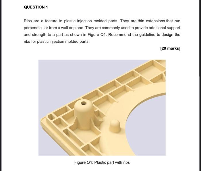 Solved QUESTION 1 Ribs are a feature in plastic injection | Chegg.com