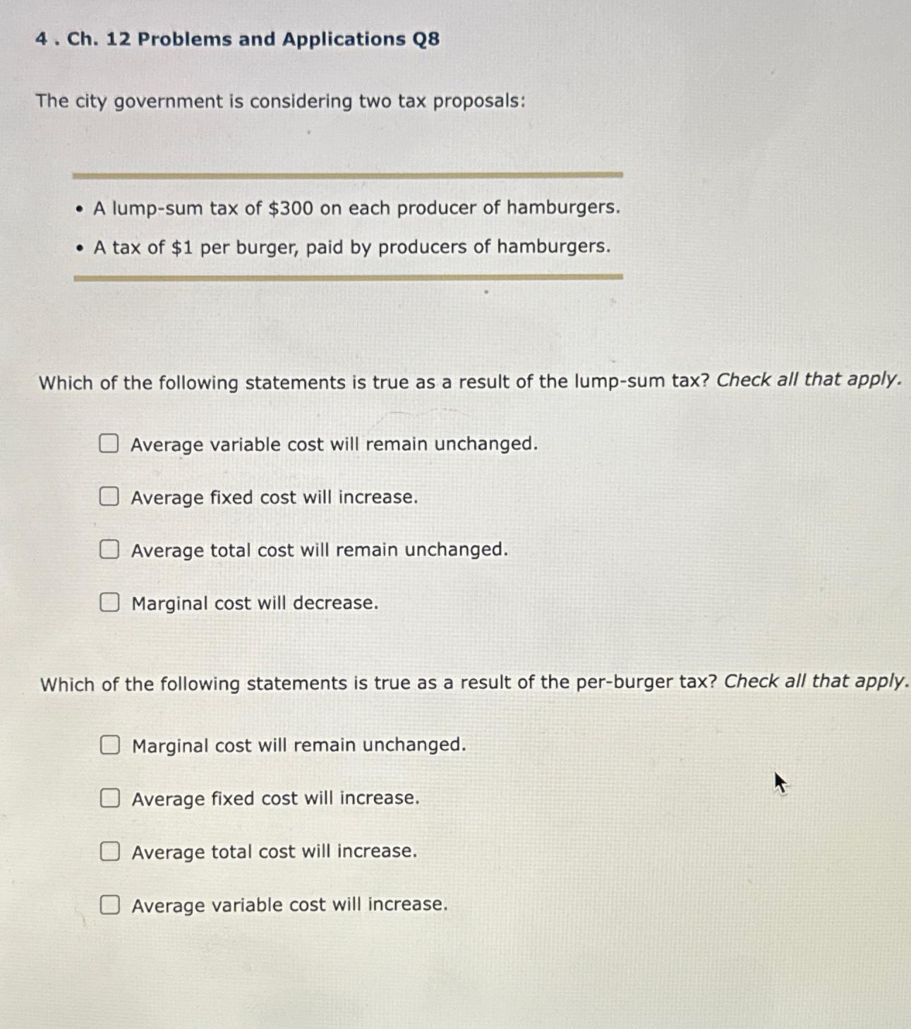 Solved Ch. 12 ﻿Problems and Applications Q8The city | Chegg.com