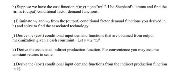 Solved h) Suppose we have the cost function | Chegg.com