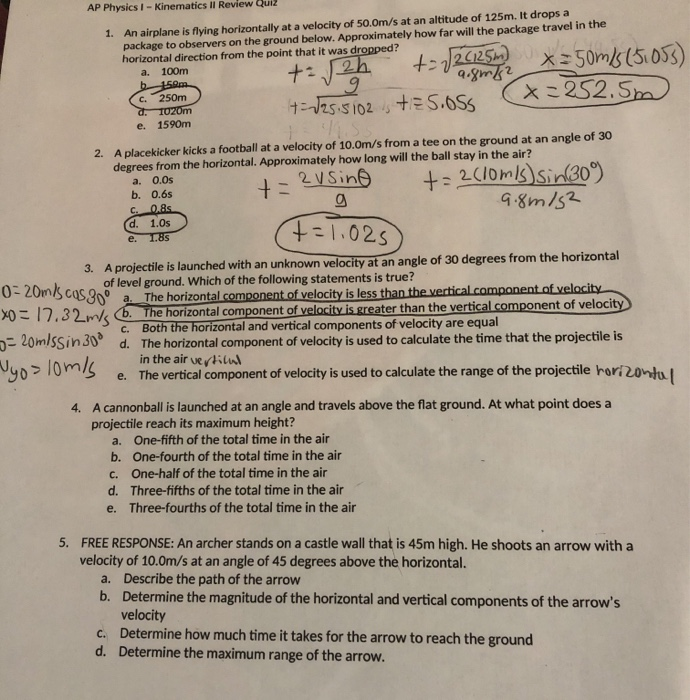 Solved AP Physics 1 - Kinematics Il Review Quiz 1. An | Chegg.com