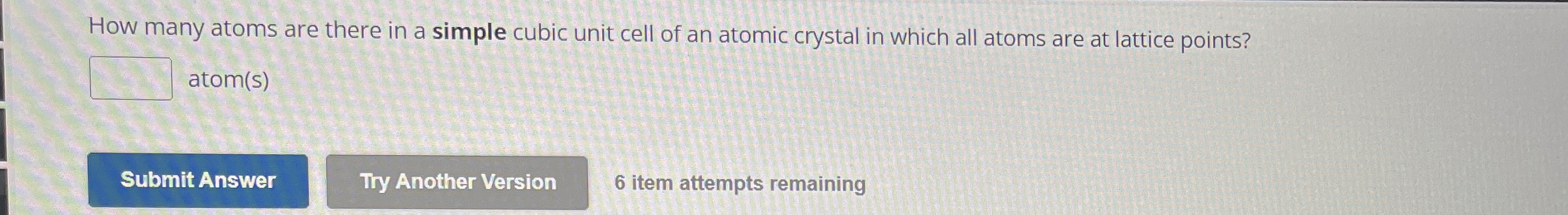 Solved How many atoms are there in a simple cubic unit cell | Chegg.com