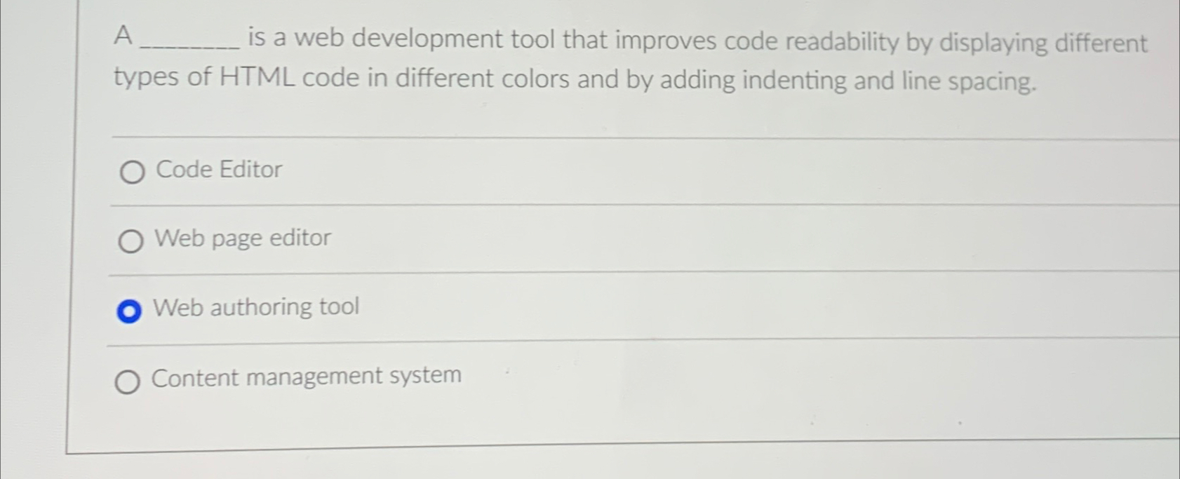 Solved A is a web development tool that improves code | Chegg.com