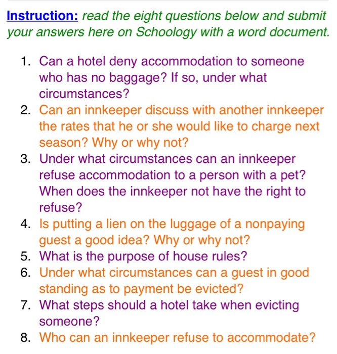 Solved Instruction: read the eight questions below and | Chegg.com