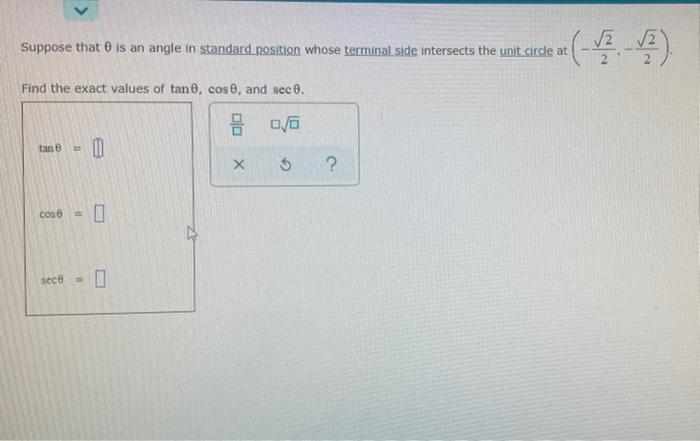 Solved Suppose that is an angle in standard position whose | Chegg.com