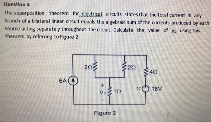 Solved Question 4 The superposition theorem for electrical | Chegg.com