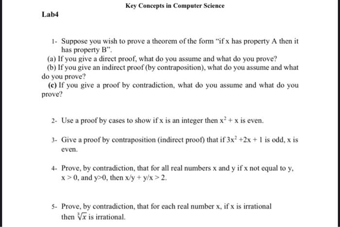 Solved Key Concepts in Computer Science Lab4 1- Suppose you | Chegg.com