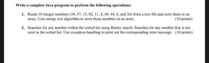 Solved Write A Complete Java Program To Perform The