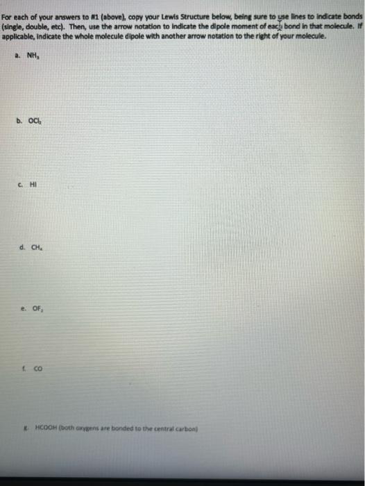 Solved use arrow notation to indicate the dipole moment of | Chegg.com