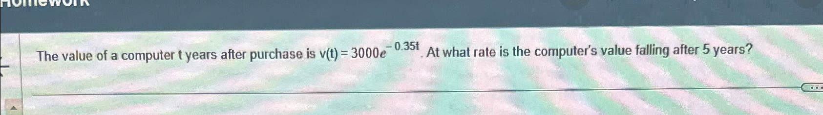 Solved The value of a computer t ﻿years after purchase is | Chegg.com