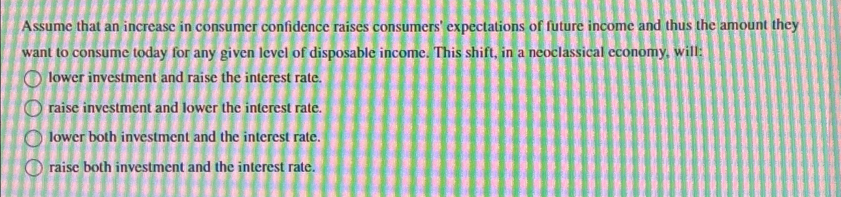 Solved Assume that an increase in consumer confidence raises | Chegg.com